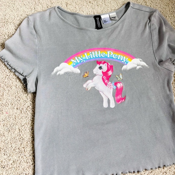 H&M | Tops | Hm My Little Pony Grey Rainbow Graphic Baby Tee | Poshmark